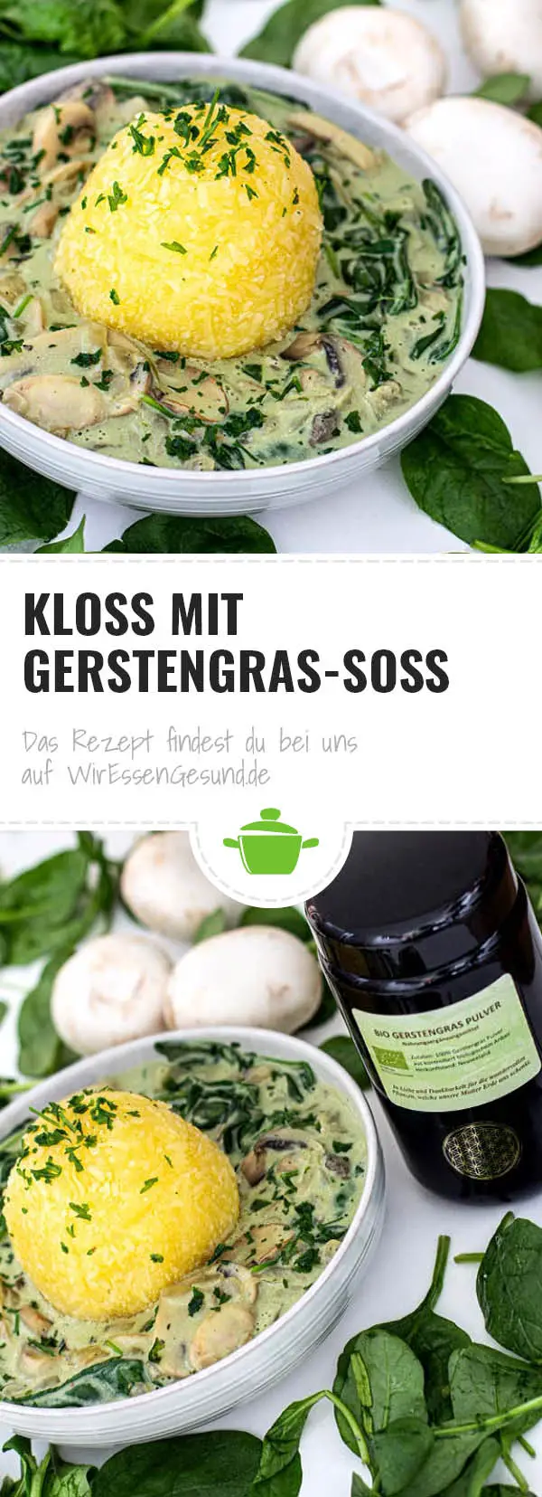 Kloß mit Gerstengras-Soß - WirEssenGesund